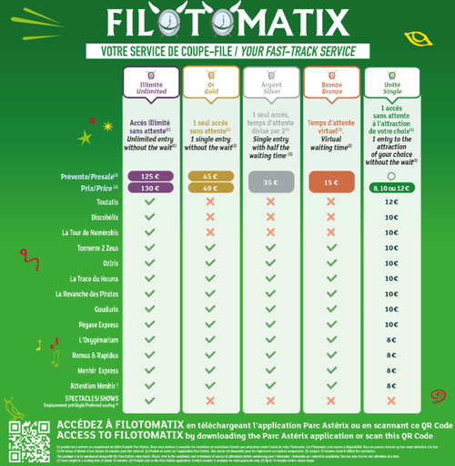 Filotomatix : Tarif Du Coupe-File - Éviter la Queue Au Parc Astérix
